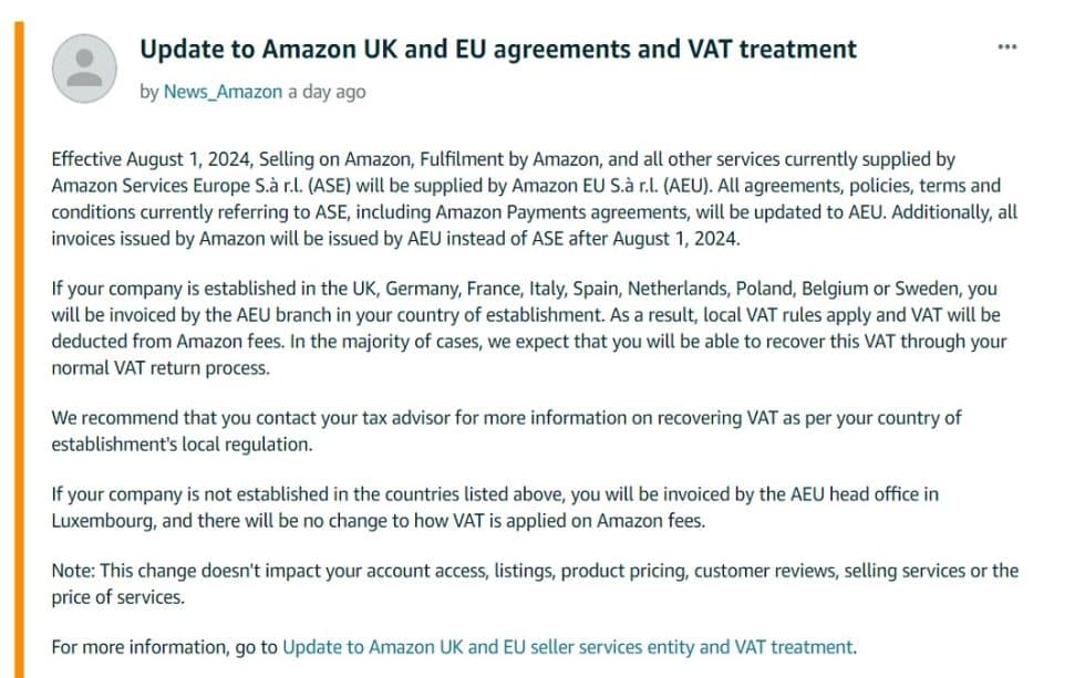Amazon VAT Changes on the Horizon